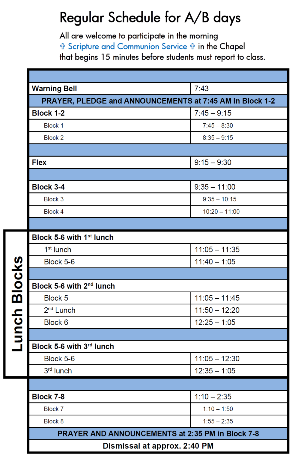 Schedules - Mount Notre Dame High School